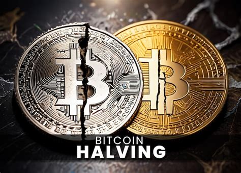Premium Photo Bitcoin Halving Block Reward Breaking Bitcoin Halving