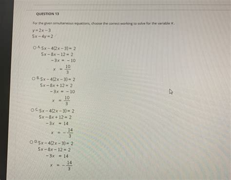 Solved QUESTION For The Given Simultaneous Equations Chegg