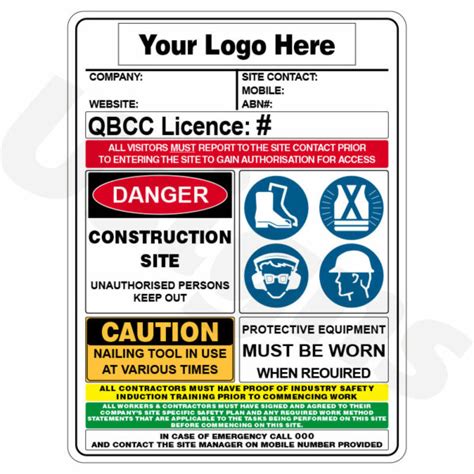 Construction Site Combination Sign Qld Qbcc Compliant Signs Signage