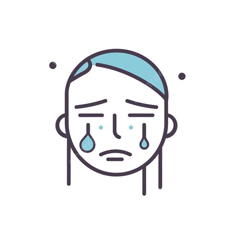 울고있는 얼굴의 얇은 선 인간의 얼굴 벡터 설명 그림 Otok 울다 직계 아이콘 Png 일러스트 및 벡터 에 대한 무료