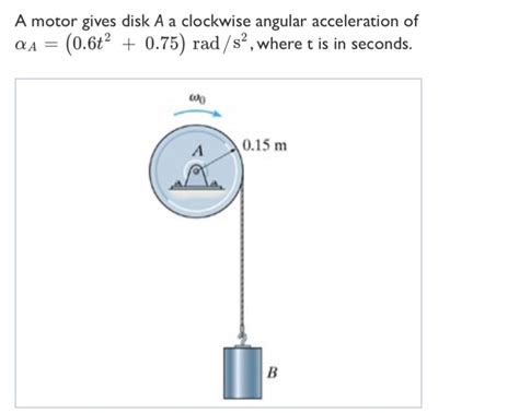 solved a motor gives disk a a clockwise angular acceleration