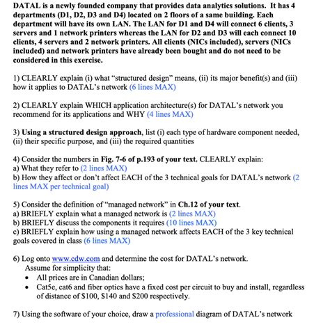 Solved Datal Is A Newly Founded Company That Provides Data