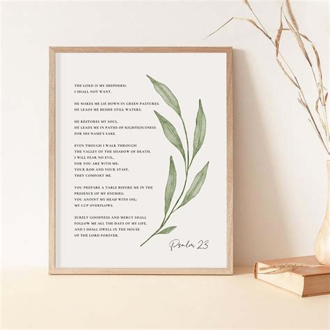 Psalm 23 Der Herr Ist Mein Hirte Bibelvers Wandkunst Etsy De