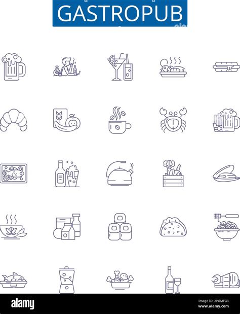 Gastropub Line Icons Signs Set Design Collection Of Pub Gastro Drink