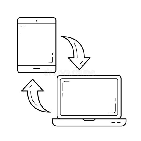 Mobile Data Synchronization Line Icon Stock Vector Illustration Of