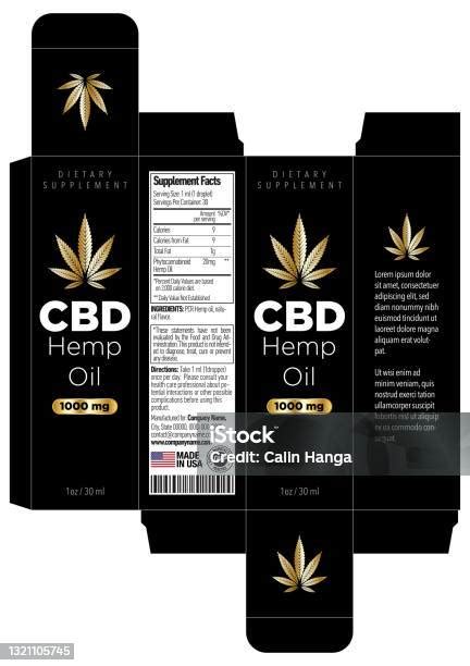 Cbd 油瓶盒範本設計向量圖形及更多大麻二酚圖片 大麻二酚 標籤 人造物件 Istock
