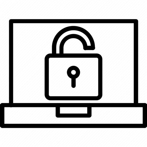 Safety Security Unlock Unlocked Laptop Icon Download On Iconfinder