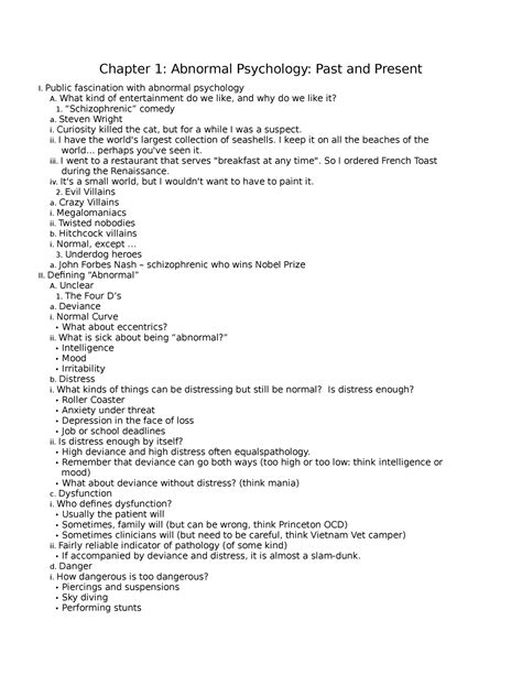 Abnormal Psychology Chapter 1 Chapter 1 Abnormal Psychology Past