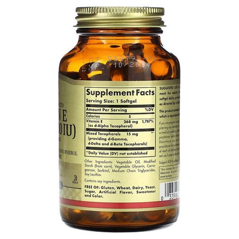 Solgar Naturally Sourced Vitamin E 268 Mg 400 Iu 100 Vegan
