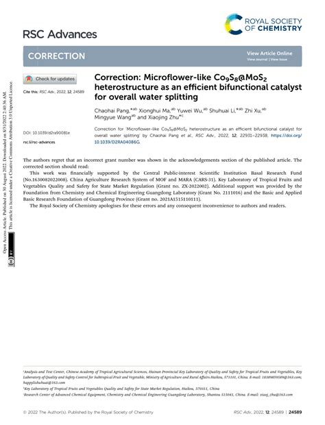 Pdf Correction Microflower Like Co 9 S 8 Mos 2 Heterostructure As An Efficient Bifunctional