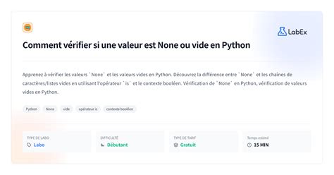Comment Vérifier Si Une Valeur Est None Ou Vide En Python Labex