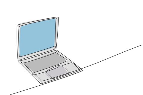 One Continuous Line Drawing Of Laptop Unit For Working At Home
