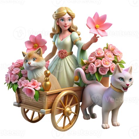 Magnificent Creative Freyja Riding Her Chariot Pulled By Cats Genuine