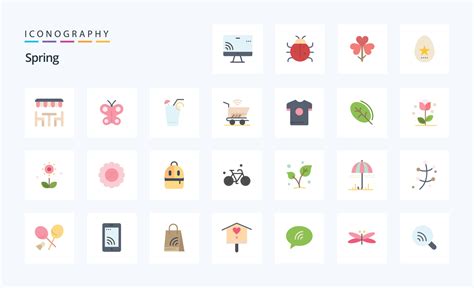25 Spring Flat Color Icon Pack 19254800 Vector Art At Vecteezy