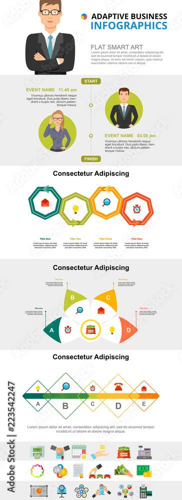 Management And Consulting Concept Infographic Charts Set Business Process Charts For