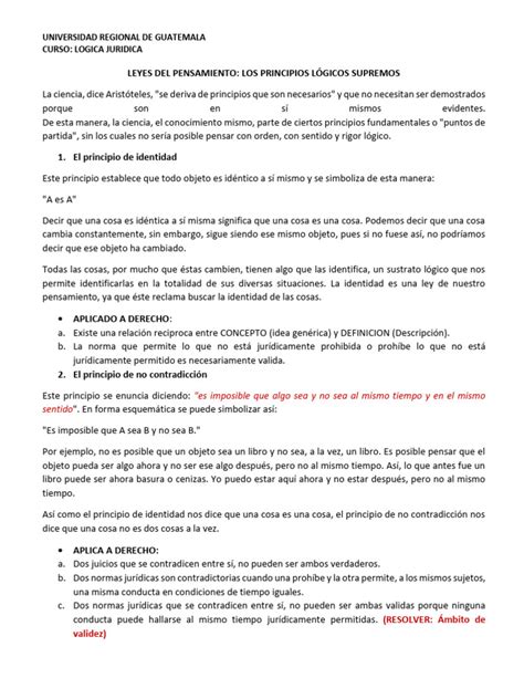 Leyes Del Pensamiento Y Principios Logicos Supremos Descargar Gratis Pdf Principio Pensamiento