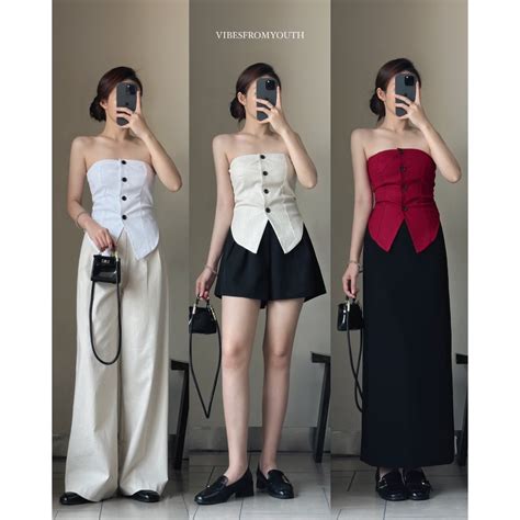 Pointed Linen Tube Shirtav1783 Shopee Philippines
