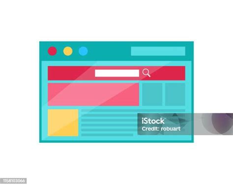 Ikon Konsep Halaman Browser Dalam Desain Gaya Datar Ilustrasi Stok