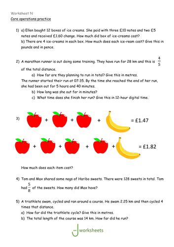 Core Operations Problem Solving Set Of Worksheets Teaching Resources