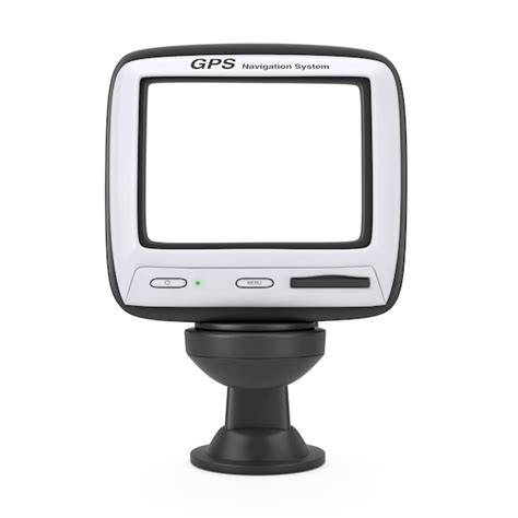 흰색 바탕에 빈 화면이 있는 탐색 및 글로벌 포지셔닝 시스템 Gps 장치 3d 렌더링 프리미엄 사진