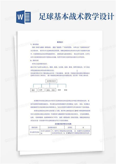 足球基本战术教学设计word模板下载 编号qmrvmkyg 熊猫办公