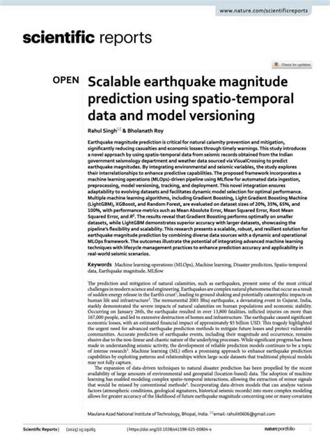 scalable earthquake magnitude prediction using spatio temporal data and