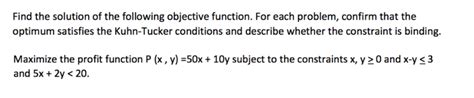 solved find the solution of the following objective