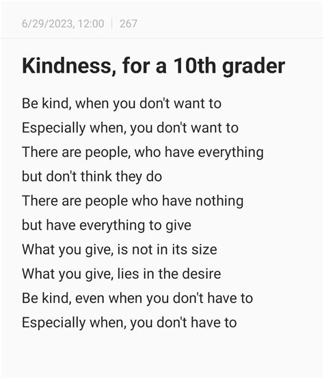 10 Lines Of Kindness For A 10th Grader Rpoem