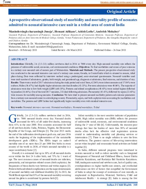 Pdf A Prospective Observational Study Of Morbidity And Mortality