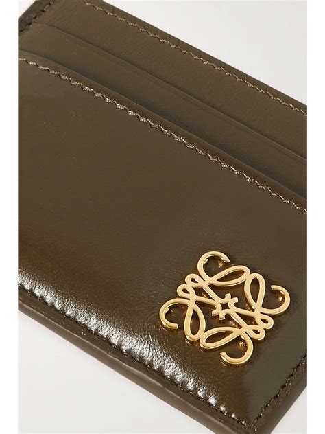 LOEWE Anagram Embellished Glossed Leather Cardholder NET A PORTER