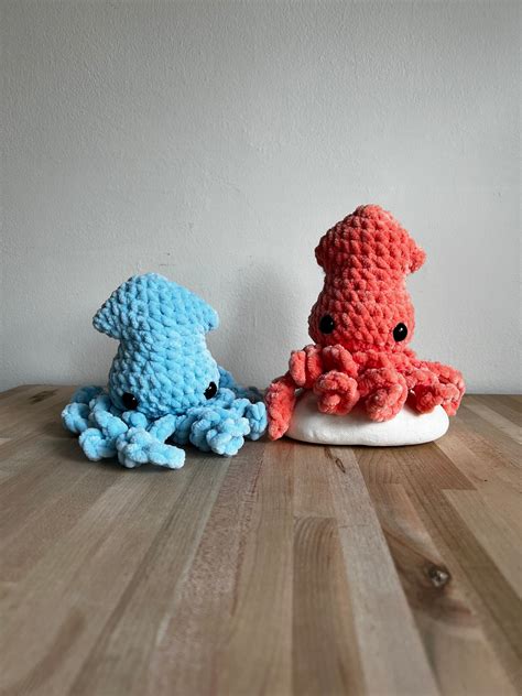 Crochet Squid Plushie Velvet Crochet Squid Plushie Cute Squid