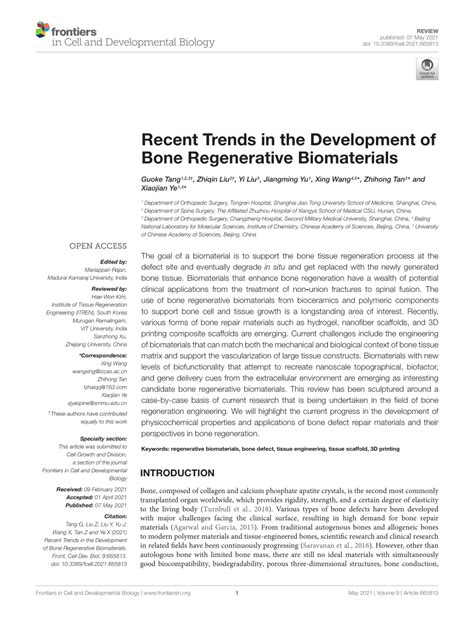 Pdf Recent Trends In The Development Of Bone Regenerative Biomaterials