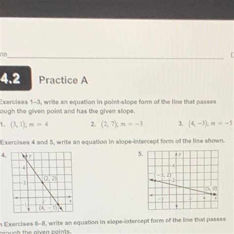 Slope Intercept Form Exercises