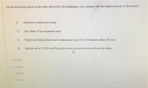 Solved Put The Following Classes In The Order Allowed By The