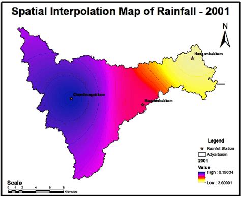 Spatial Interpolation Rainfall Difference In 2001 Download Scientific Diagram