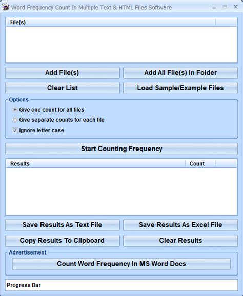 word frequency count in multiple text and html files software