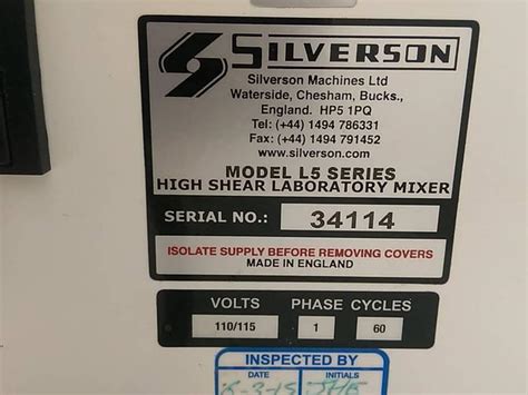Used Silverson High Shear Lab Mixer For Sale At Steep Hill Equipment