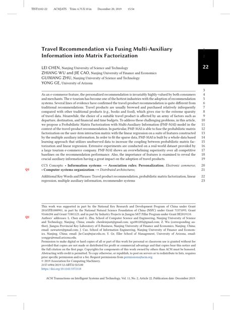 Pdf Travel Recommendation Via Fusing Multi Auxiliary Information Into