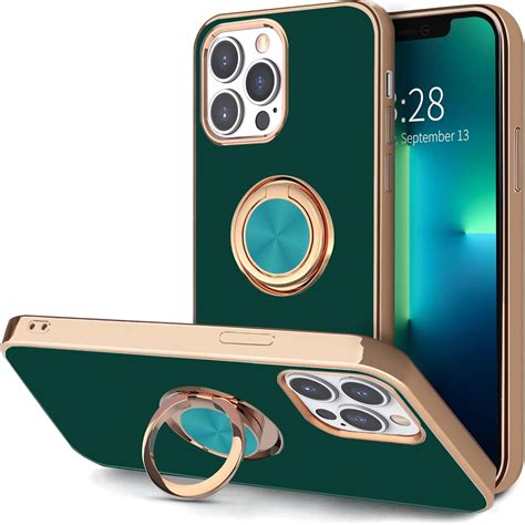 Case For Iphone 13 Pro Max Case With Ring Stand [360° Rotatable Ring Holder Magnetic Kickstand