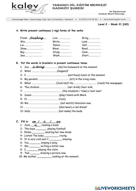 1501081 Level 2 Week 21 Handout Kalev Dil Okulu