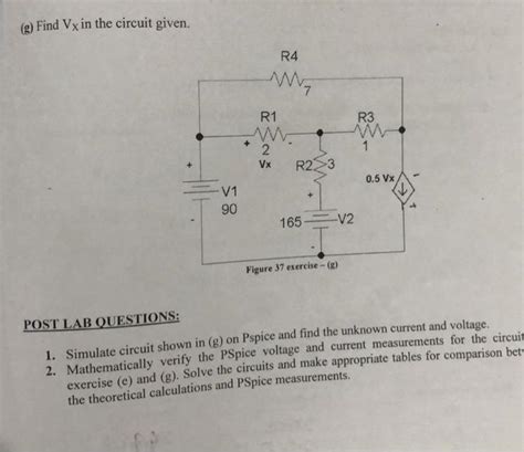 solved g find vx in the circuit given post lab questions
