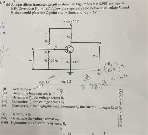 Solved B ﻿an Npn Silicon Transistor Circuit As Shown In