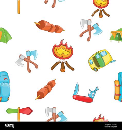 Campground Pattern Cartoon Style Stock Vector Image And Art Alamy