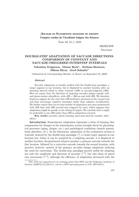 Pdf Double Step Adaptation Of Saccade Directions Comparison Of