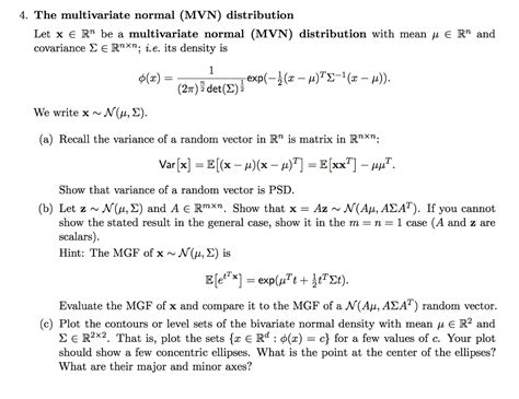 Solved The Multivariate Normal MVN Distribution Let X Chegg