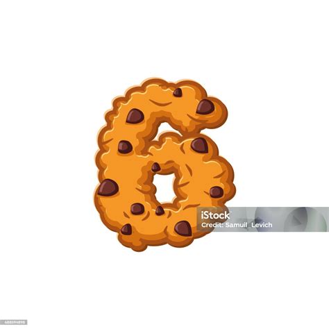數位 6 Cookie 字體燕麥餅乾字母符號六食品標誌 Abc向量圖形及更多信 文件圖片 信 文件 咖啡色 字母表 Istock