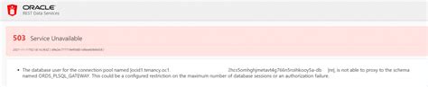 Error 503 Schema Ordsplsqlgateway Apex Service And Autonomous Db