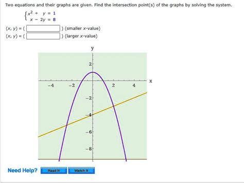 Two Equations And Their Graphs Are Given Find The Intersection Points