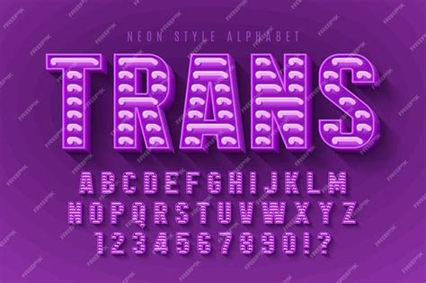 네온 라이트 3d 알파벳 복고풍 미래 지향적인 원본 유형 견본 색상 제어 프리미엄 벡터
