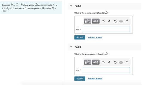 Solved Part A Suppose A B Where Vector A Has Components Chegg